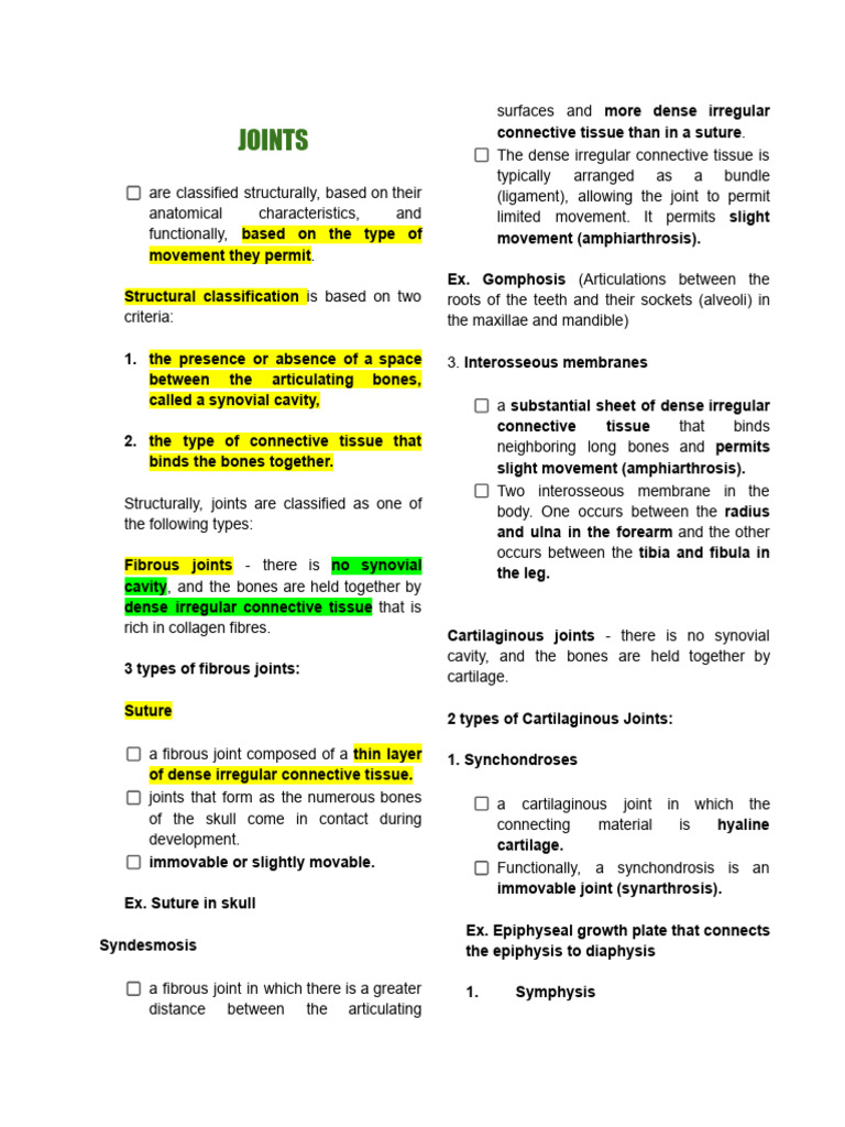 Joints | Download Free PDF | Anatomical Terms Of Motion | Joint