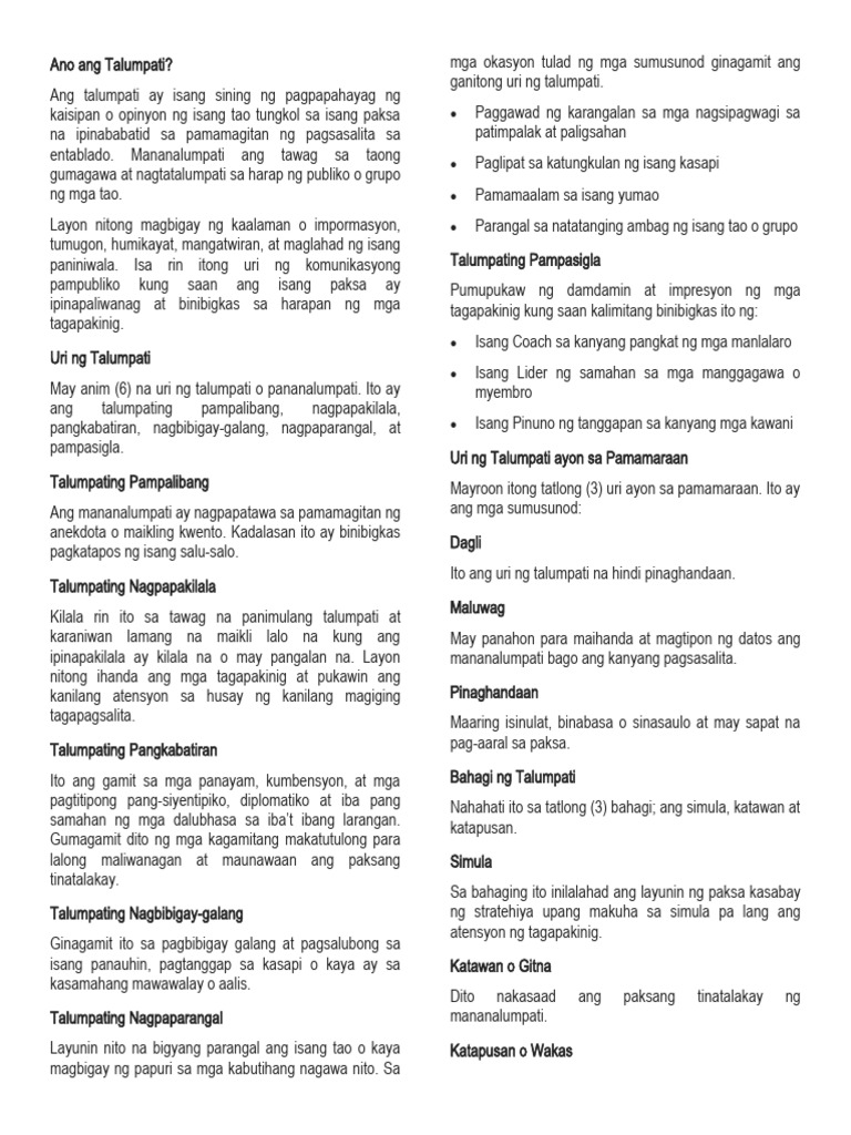 Ano Ang Talumpati | PDF