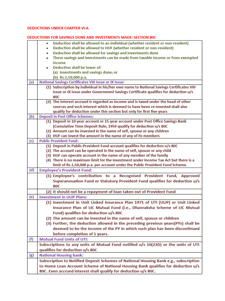Section 80C Tax Deductions Guide | PDF