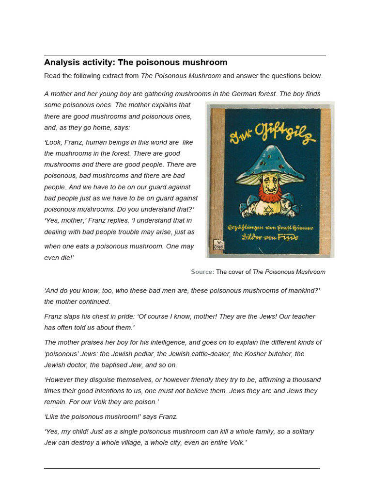 Analysis activity- The poisonous mushroom | PDF