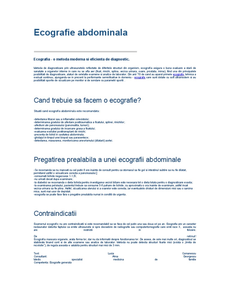 Ecografie Abdominala | PDF