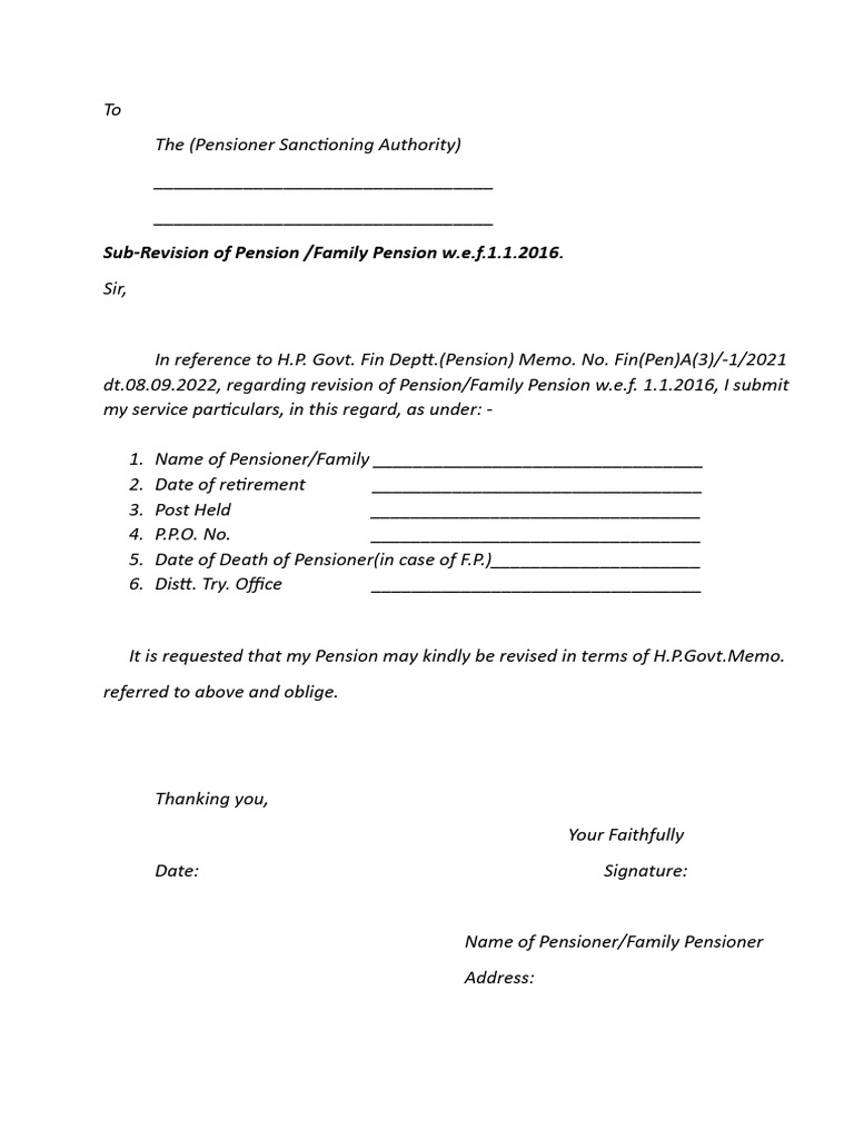Pensioner Form | PDF