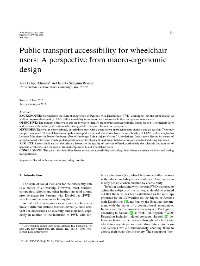 Public Transport Accessibility For Wheelchair | PDF | Accessibility ...