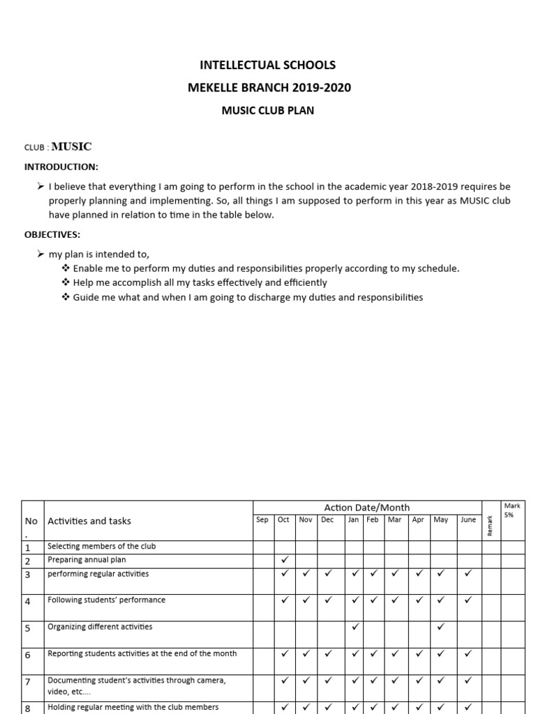 Music Club Plan | PDF