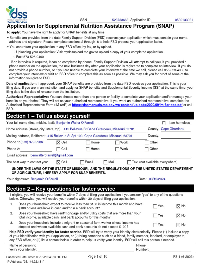 Fs-1-Snap 03-15 | PDF | Supplemental Nutrition Assistance Program ...