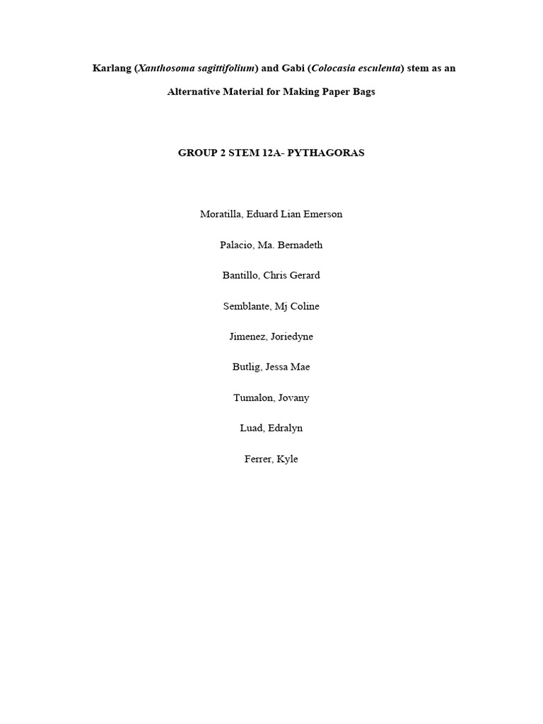 Experimental Research Karlang and Gabi As Paper Bag | PDF | Paper ...