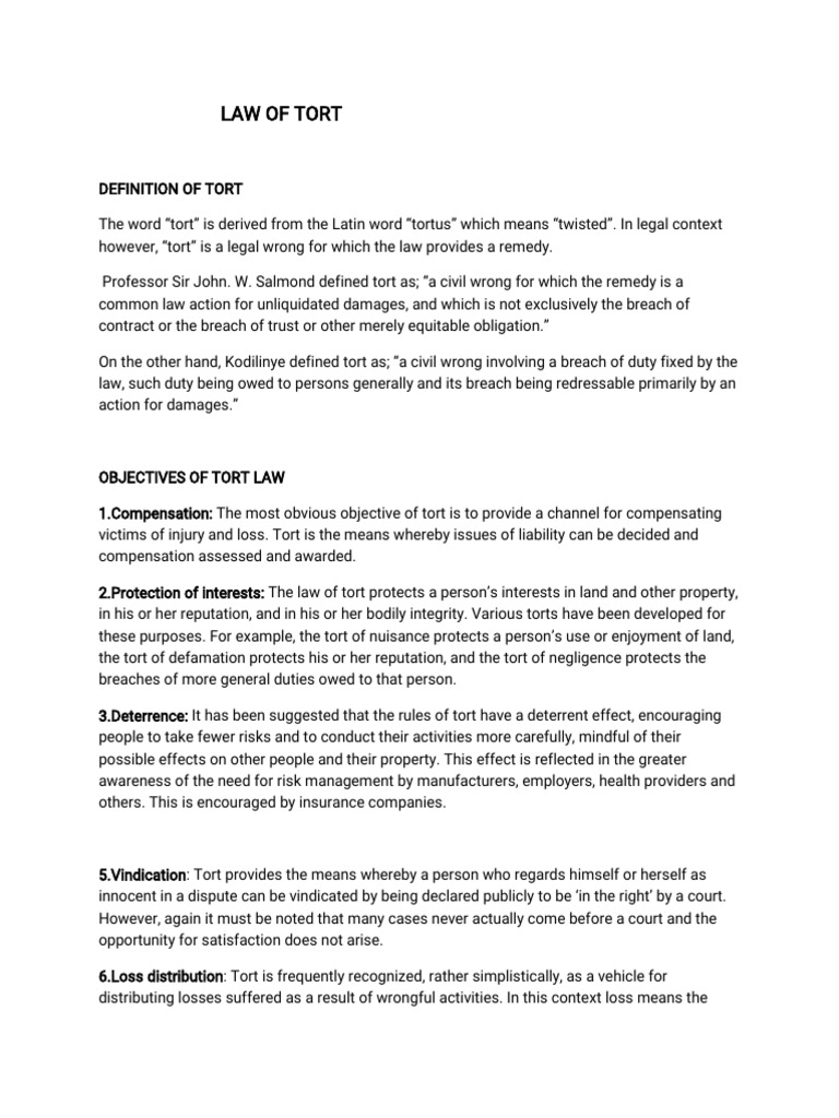 Understanding Tort Law Basics | PDF