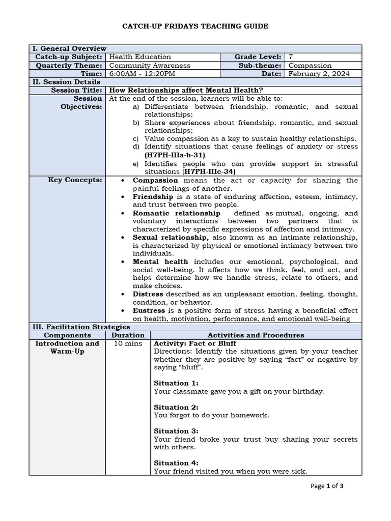 Health Education Teacher's Guide - Grade 7 | PDF | Intimate ...