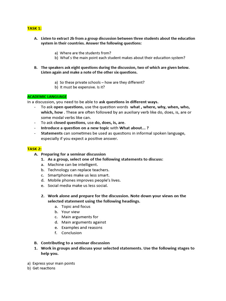 PART6_EXTRA TASK_SEMINAR DISCUSSION | PDF