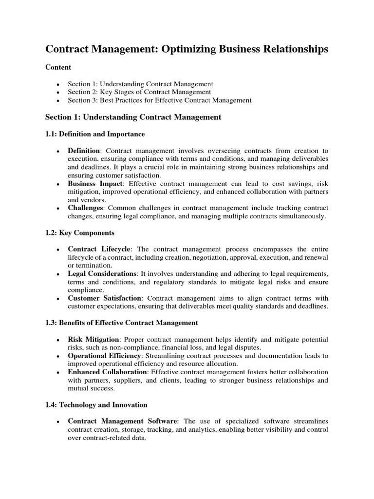 Contract Management Glimpse | PDF