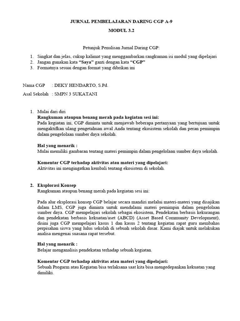 Jurnal Pembelajaran Daring Modul 3.2 | PDF