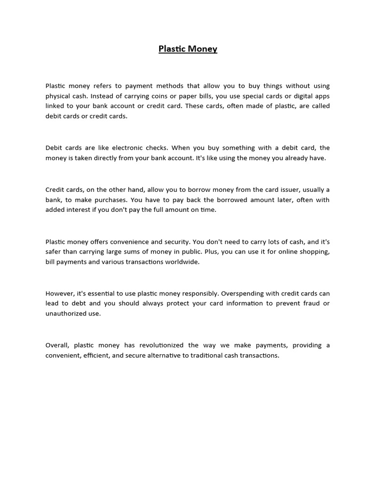 Plastic Money | PDF | Business | Finance & Money Management