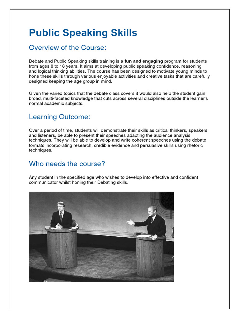 Public Speaking Skills | PDF | Public Speaking | Critical Thinking