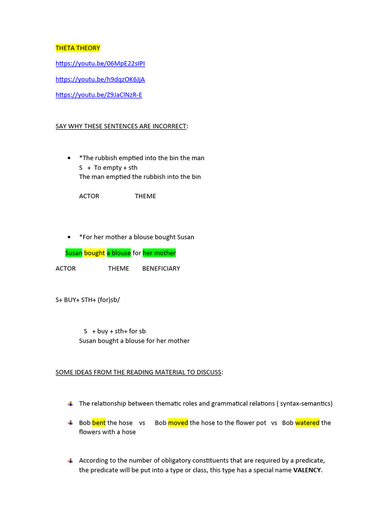 Understanding Theta Theory in Syntax | PDF | Interpretation (Philosophy ...