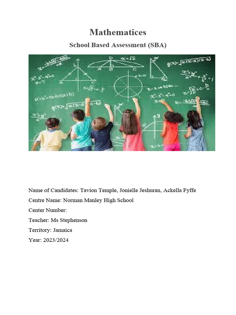 Maths (SBA) 2023-24 | PDF | Survey Methodology