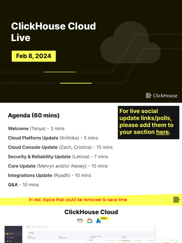 ClickHouse Cloud Live - Feb 8 2024 | PDF | Cloud Computing | Computer Data Storage