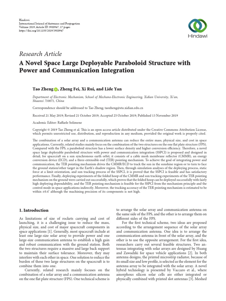 A Novel Space Large Deployable Paraboloid Structure With | PDF