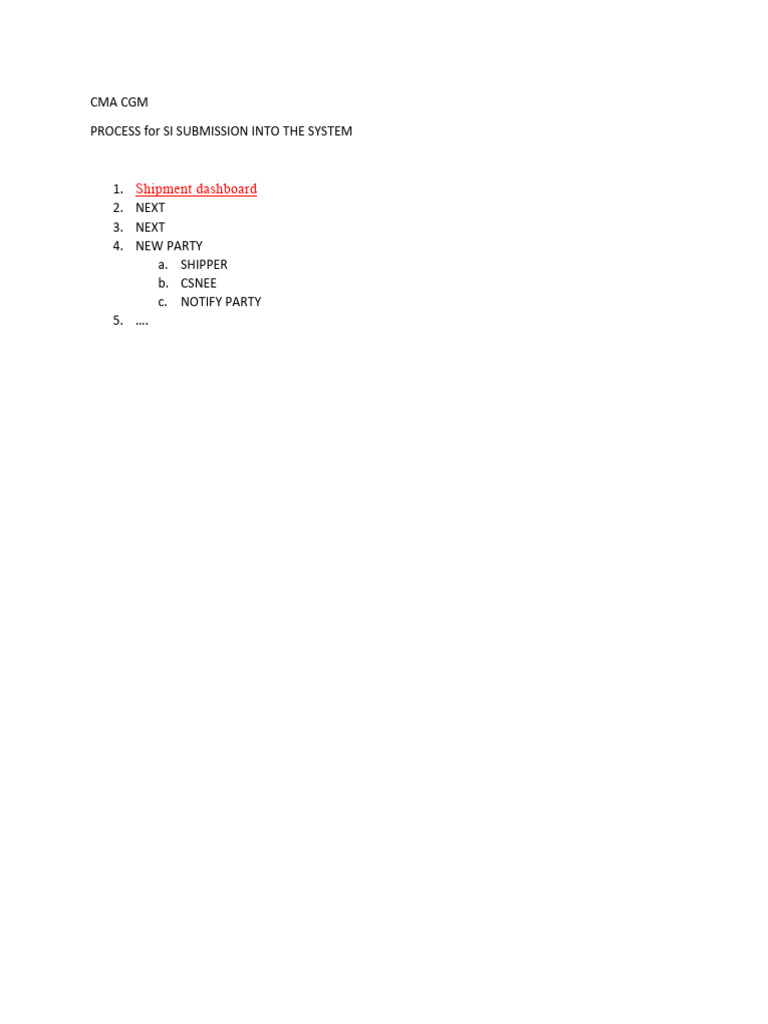 Process For Si Submission Into The System | PDF