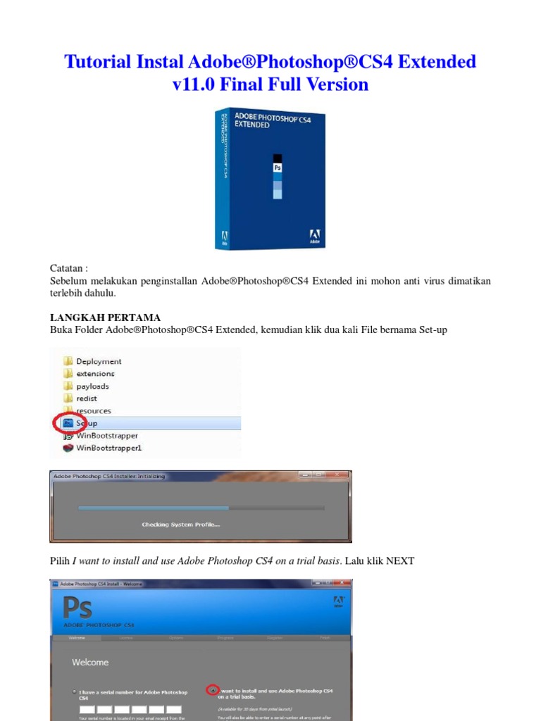 Tutorial Install Adobe Photoshop CS4 Extended | PDF