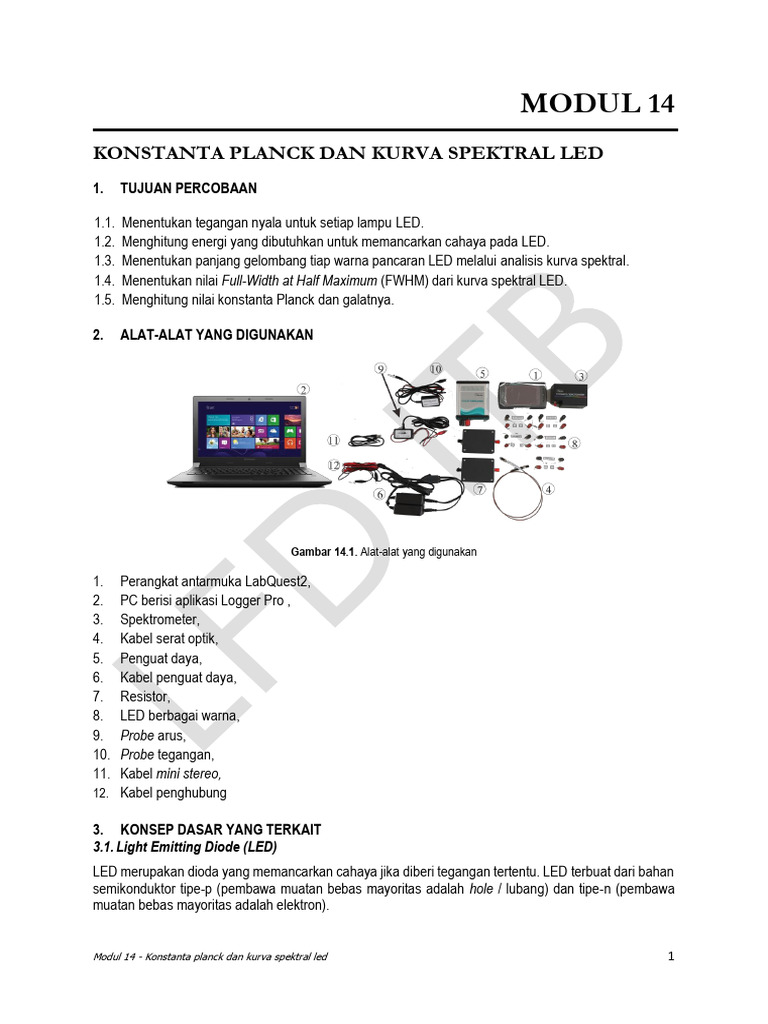NEW MODUL 14 Konstanta Planck Dan Kurva Spektral LED - 30 Januari 2024 | PDF