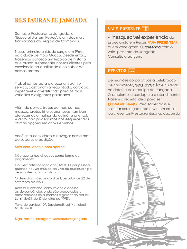 Menu Jangada Piracicaba 2020jan | PDF | Sushi | Cardápio