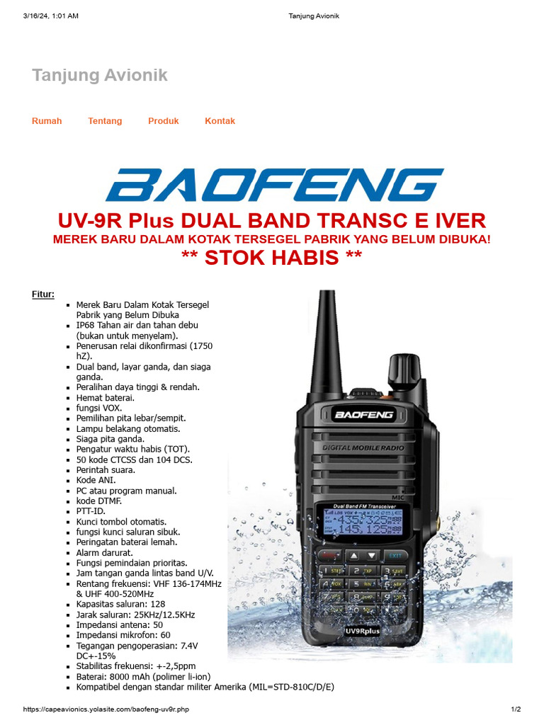 UV-9R Plus DUAL BAND TRANSC E IVER | PDF