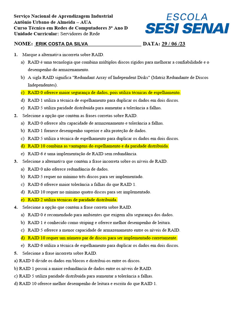 Atividade 4 - RAID (PORTFÓLIO) Beatriz F | PDF | Drive de disco rígido ...