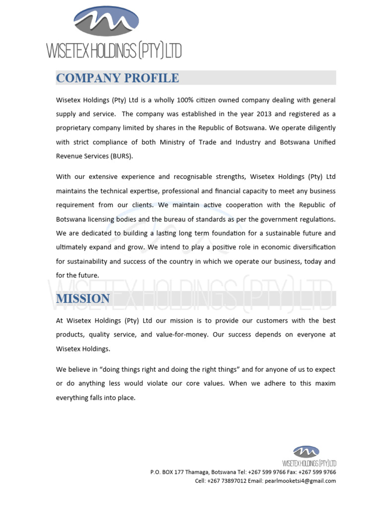 Wisetex Word Profile | PDF | Business | Economies