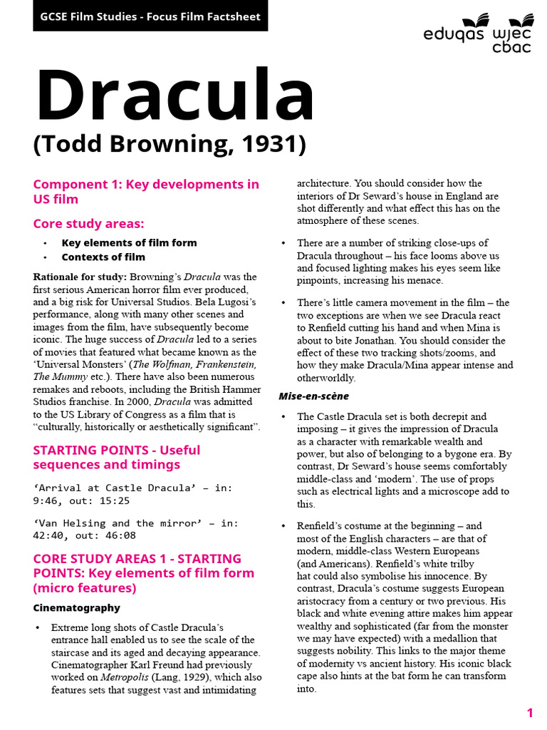 film-factsheet-dracula | PDF | Count Dracula | Dracula