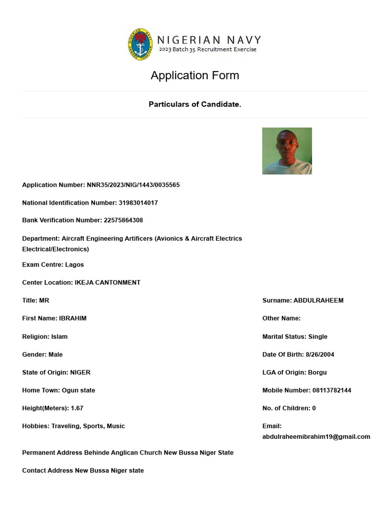 I.B Navy - Form | PDF