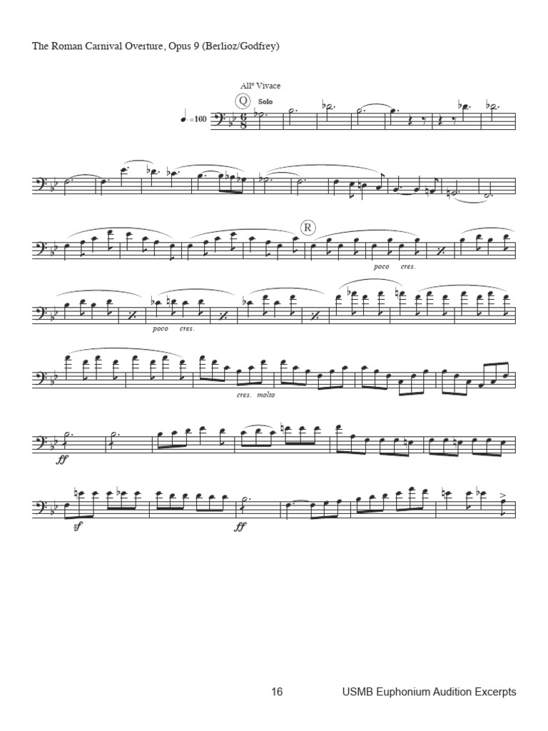 Euphonium Excerpt - Roman Carnival Overture | PDF | Compositions | Compositions For Symphony ...