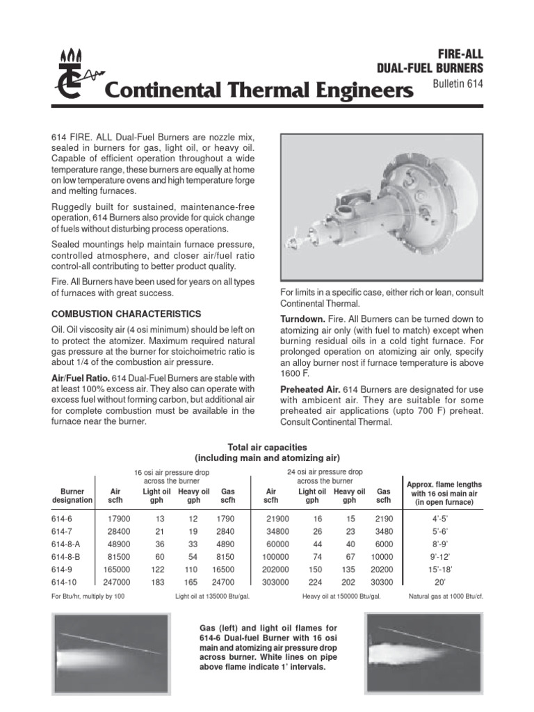 Continental Thermal Engineers: Fire-All Dual-Fuel Burners | PDF ...