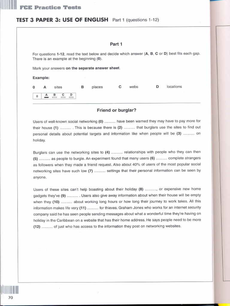 FCE Test 7 UOE | PDF