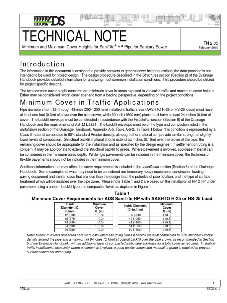 A2.05-Min-Max Cover Heights For SaniTite HP | PDF | Drainage | Road Surface