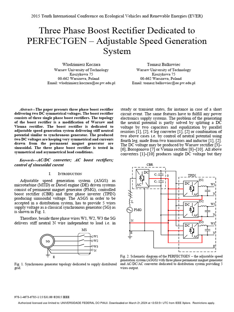Three Phase Boost Rectifier Dedicated To PERFECTGEN - Adjustable Speed ...
