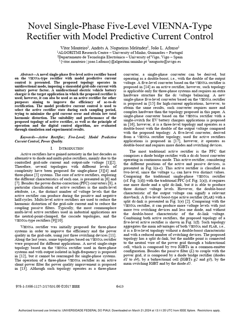 Novel Single-Phase Five-Level VIENNA-type Rectifier With Model ...