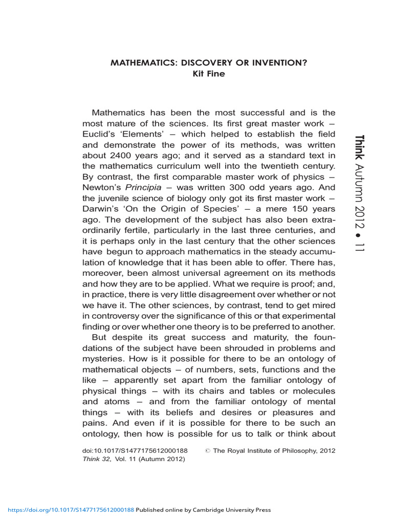 Mathematics Discovery or Invention | PDF | Numbers | Rational Number