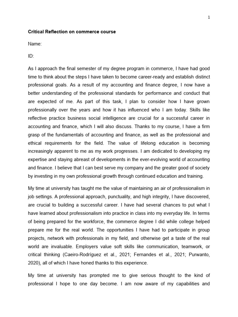 Reflective Statement-1500 Words | PDF | Critical Thinking | Accounting