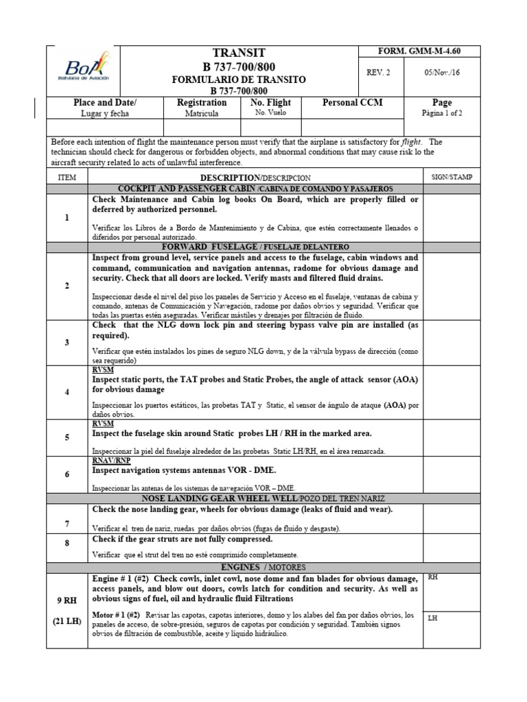 FORM. GMM-M-4.60 737NG Transito Rev.02 | PDF | Aerodinámica | Vuelo