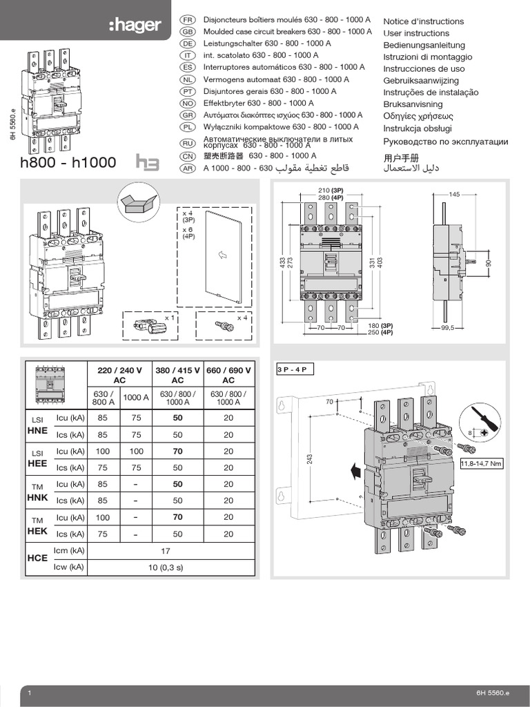 MCCB - H3 - Series - 800 - 1000 - IM | PDF