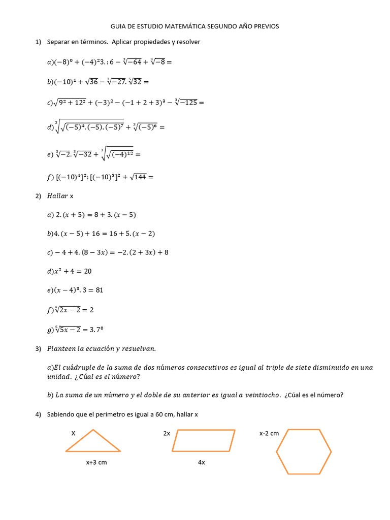 Guía de Matemáticas 2° Año EES 31 | PDF | Matemáticas