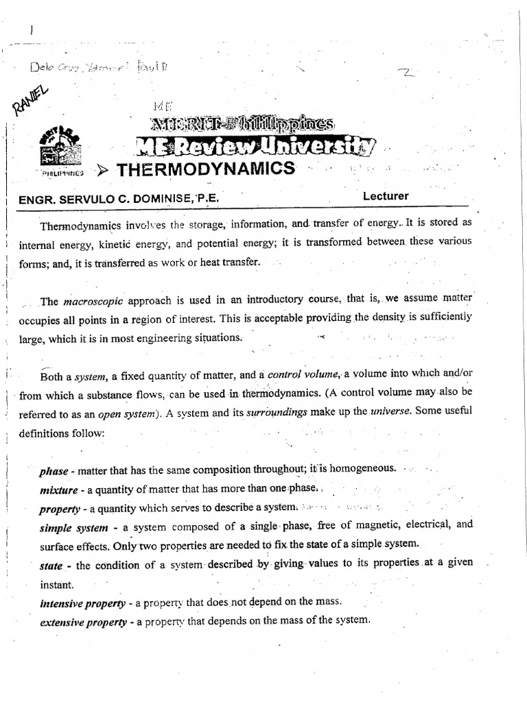 Thermodynamics Mechanical Engineering Reviewer 4 | PDF