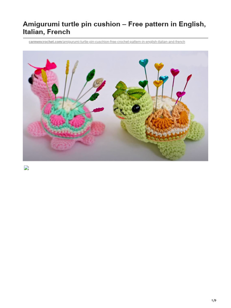 Free Amigurumi Turtle Pin Cushion Pattern | PDF | Foreign Language ...