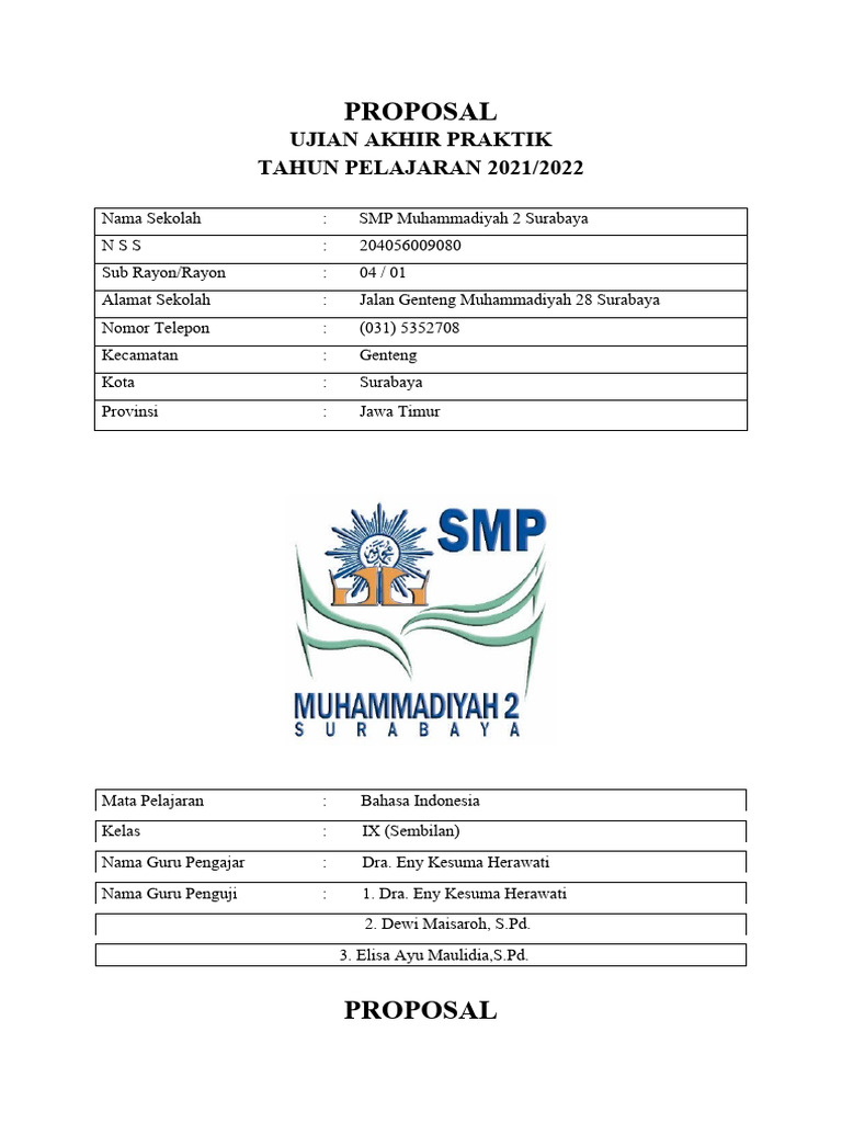 Contoh Proposal UPRAK BIN 21-22 | PDF