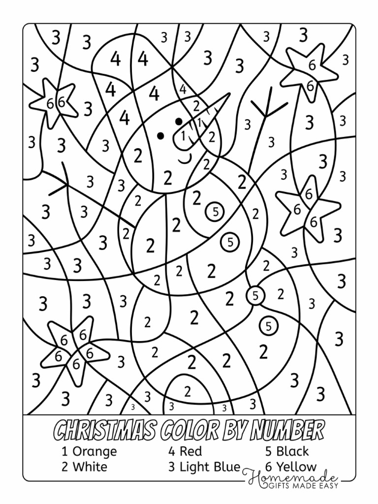 Christmas Color by Number Snowman | PDF