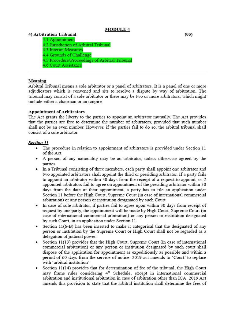 Module 4 | PDF | Arbitral Tribunal | Arbitration