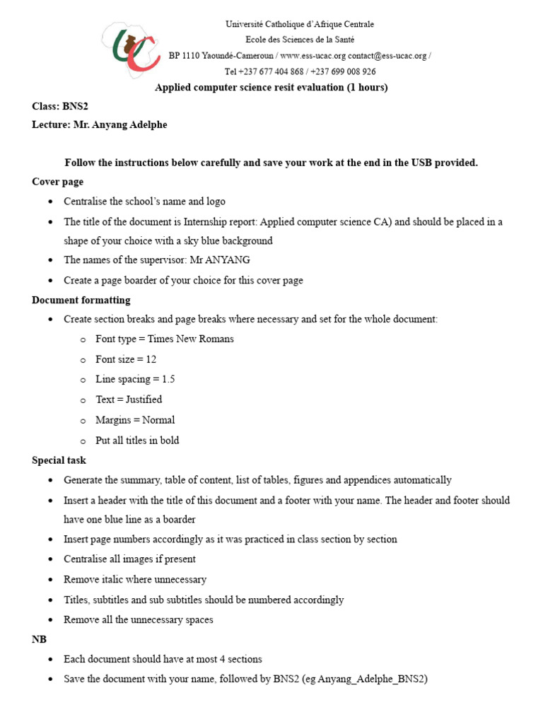 BNS2 Resit Evaluation Instructions | PDF