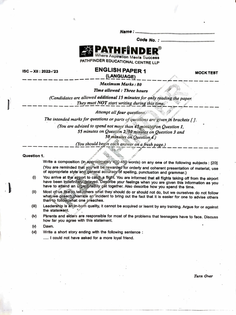 English I Mock | PDF