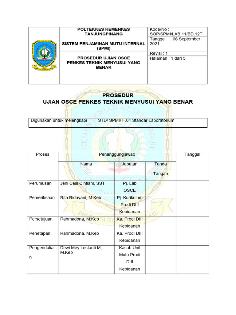 Prosedur Ujian OSCE Menyusui | PDF