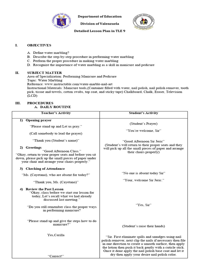 Tle Lesson-Plan | PDF | Nail (Anatomy)